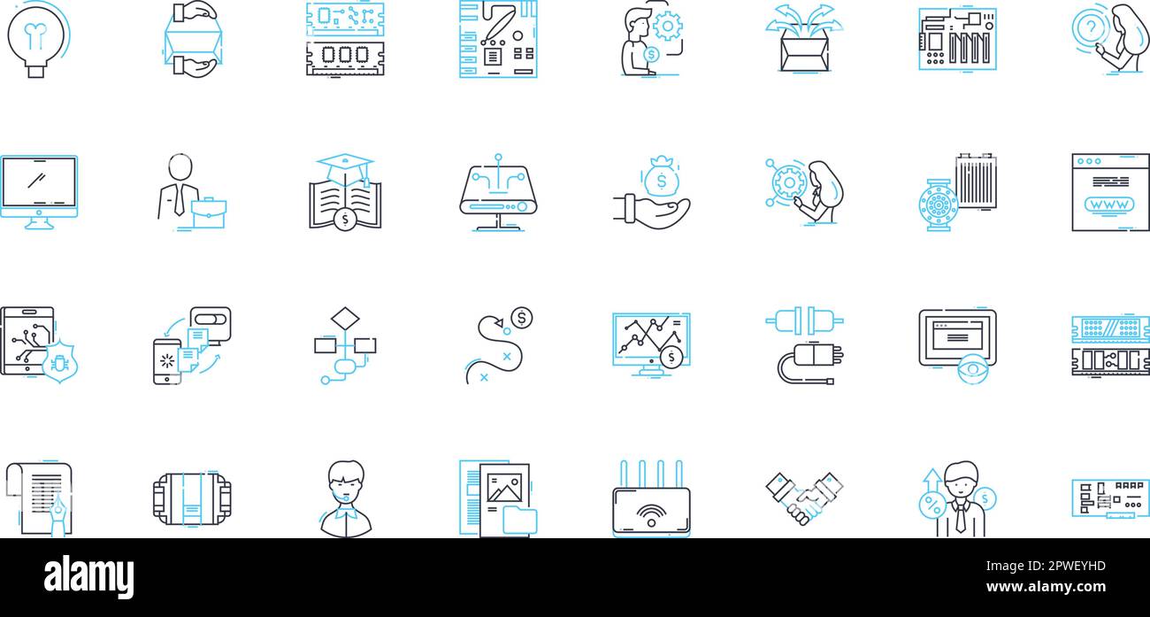 Virtual commerce linear icons set. E-commerce, Webstore, Shopping, Online, Marketplaces ...