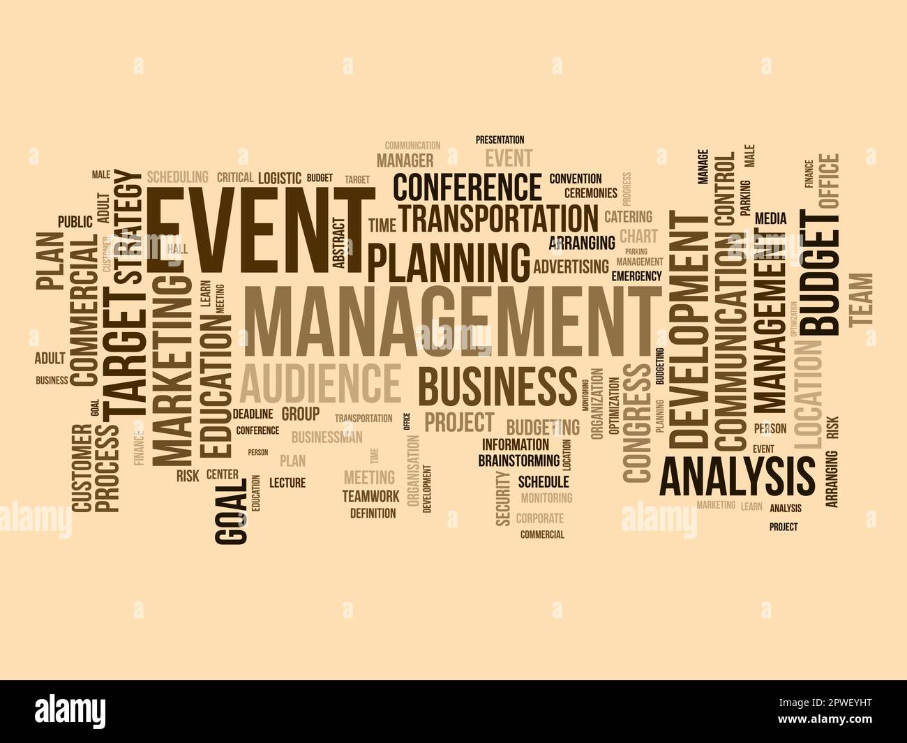Word cloud background concept for event management. Marketing planning ...
