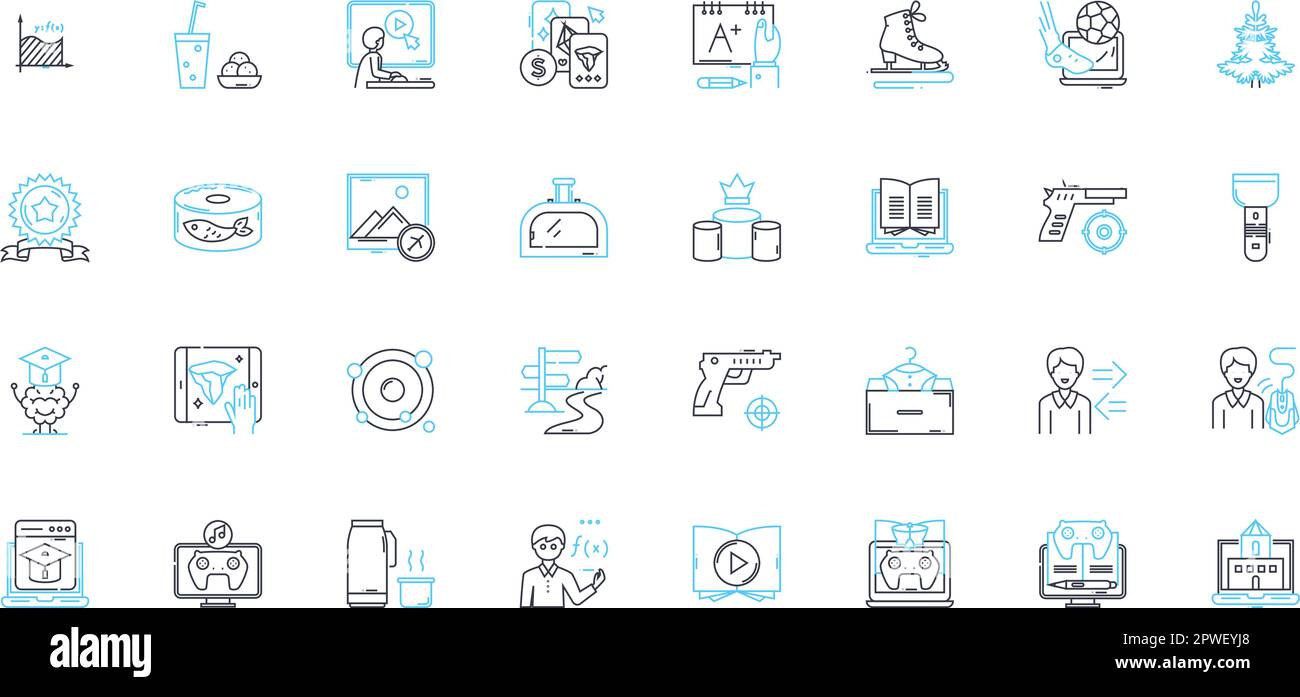 Virtual meeting linear icons set. Zoom, Webex, Teams, Skype ...