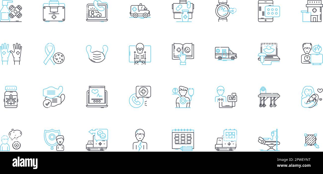 Community wellness linear icons set. Health, Unity, Connection, Support ...