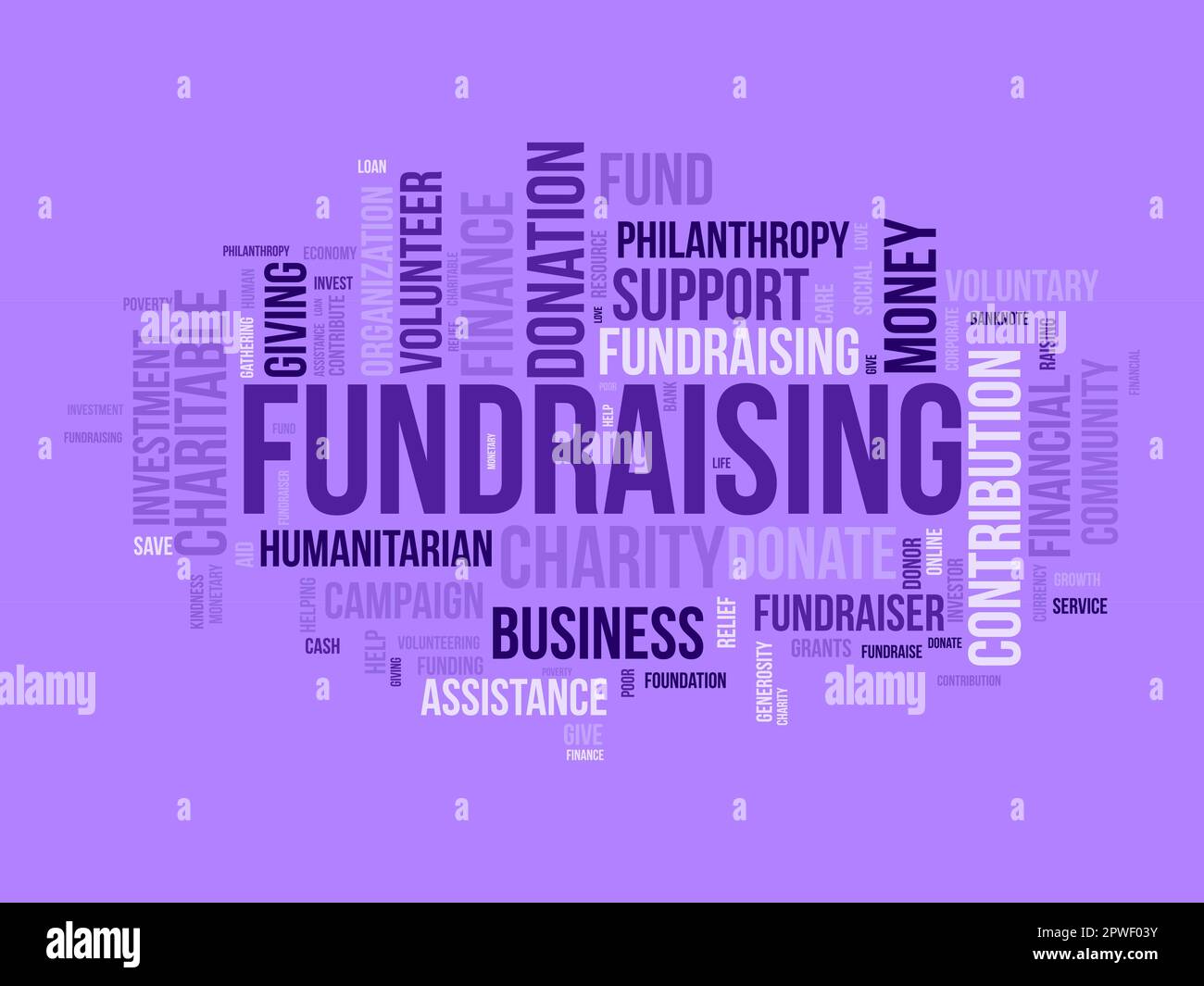 Word cloud background concept for Fundraising. Charity funding ...