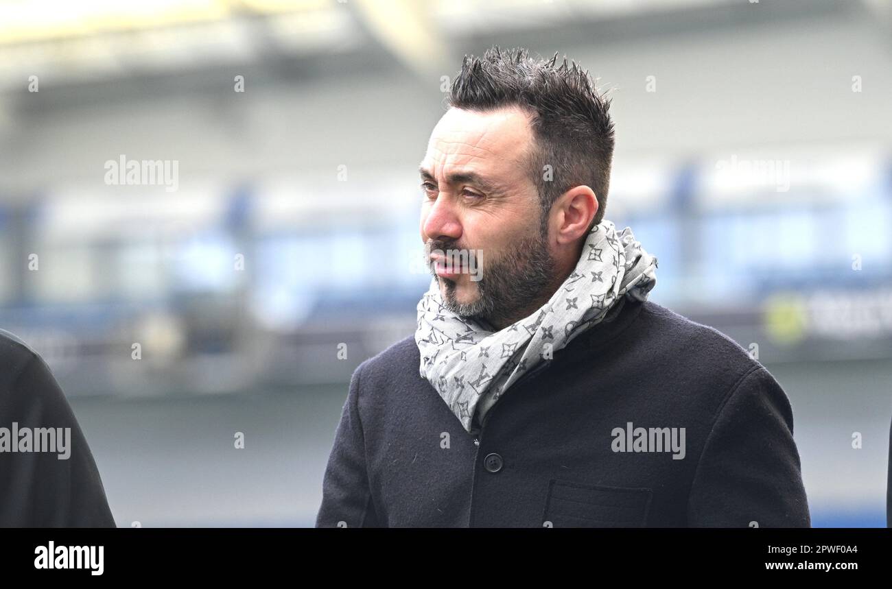 Brighton head coach Roberto De Zerbi arrives for the Premier League ...