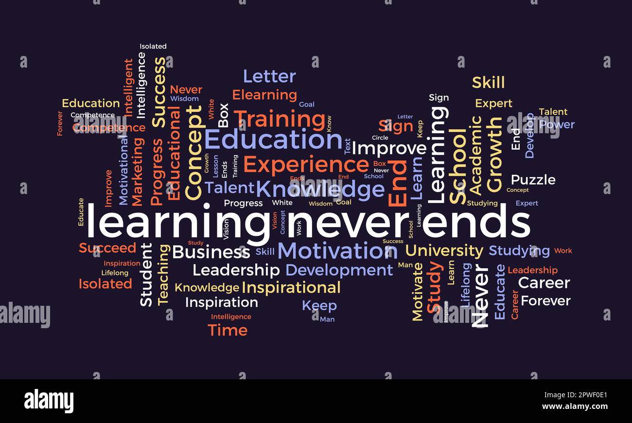 Word cloud background concept for learning never ends. career ...