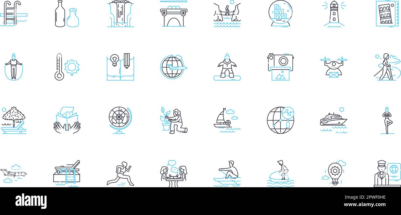 Health happiness linear icons set. Wellness, Joy, Strength, Vitality ...