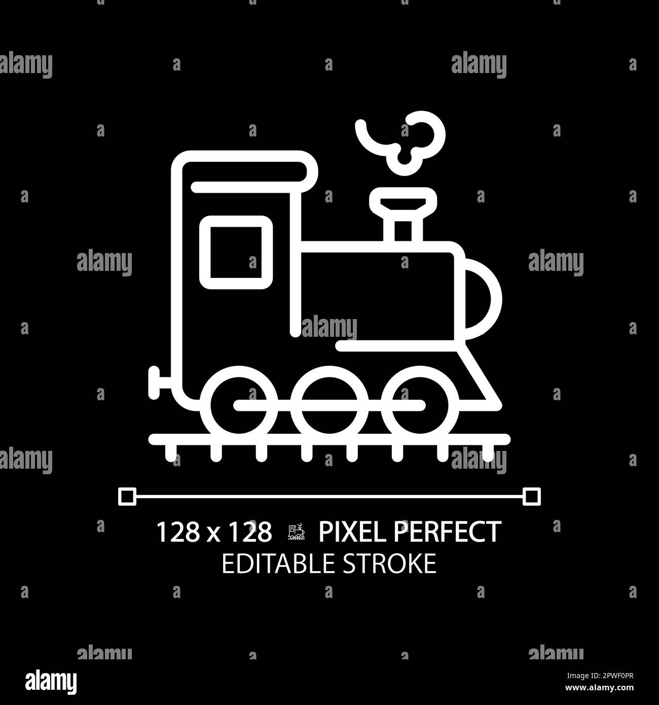 Steam locomotive pixel perfect white linear icon for dark theme Stock ...