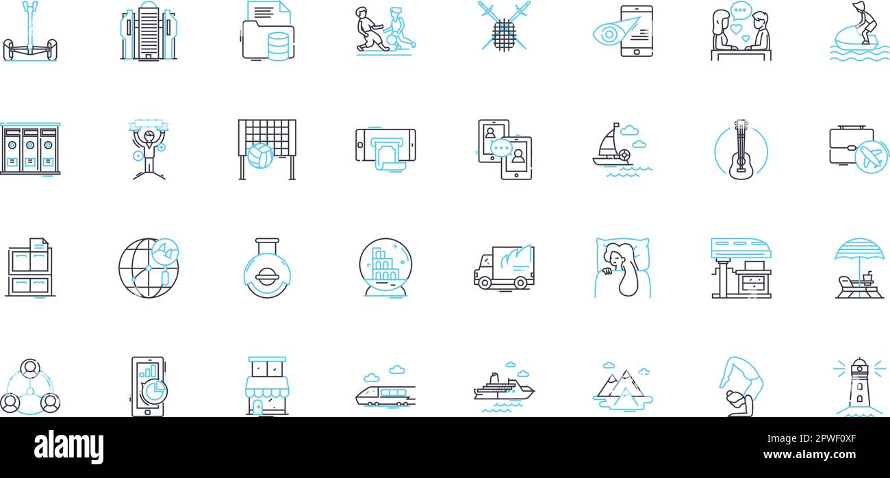 Corporate retreat linear icons set. Team-building, Strategy, Nerking ...