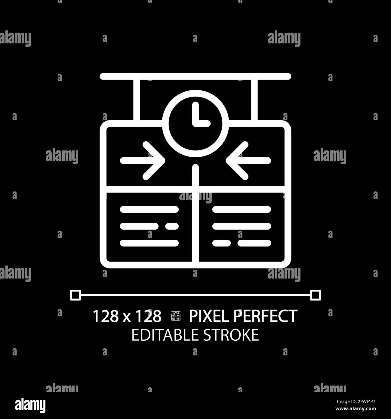 Timetable pixel perfect white linear icon for dark theme Stock Vector ...