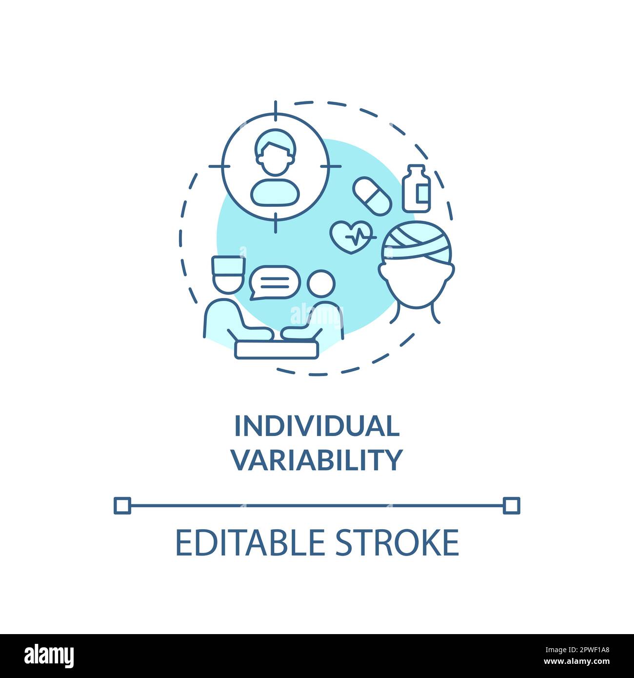 Individual variability turquoise concept icon. Unique patient ...