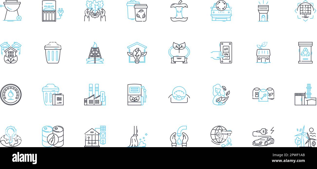 Fresh air linear icons set. Oxygen, Nature, Breeze, Cleanliness ...