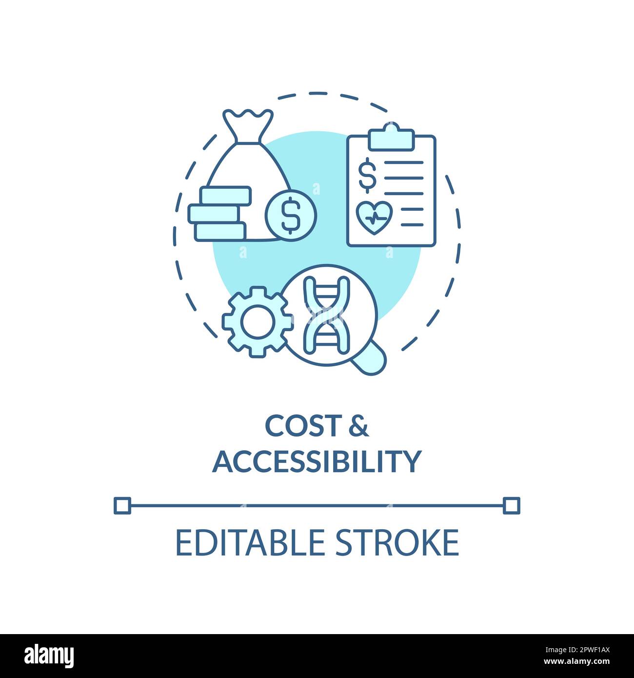 Cost and accessibility turquoise concept icon. High expenses for ...