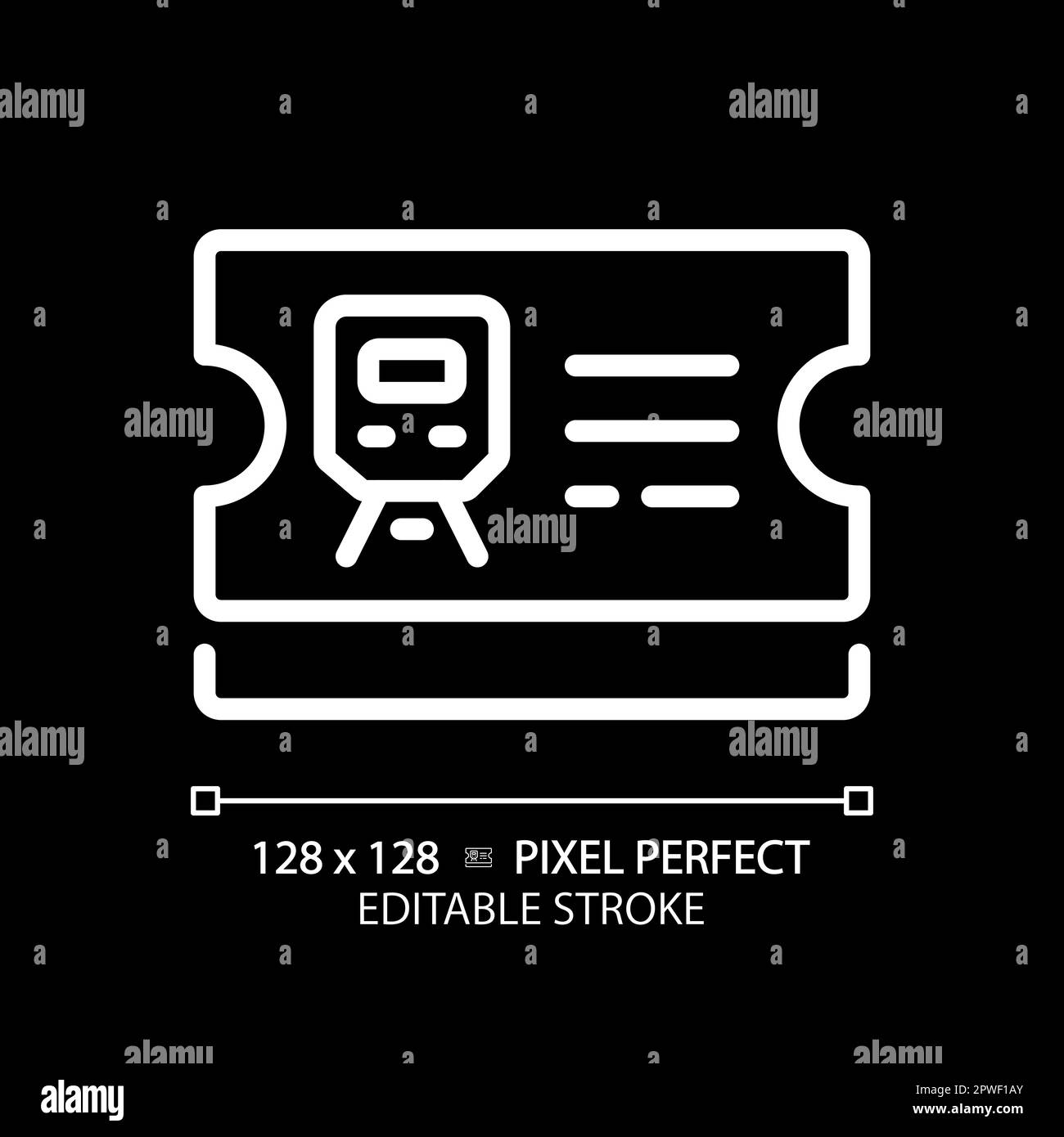 Ticket control pixel perfect white linear icon for dark theme Stock ...
