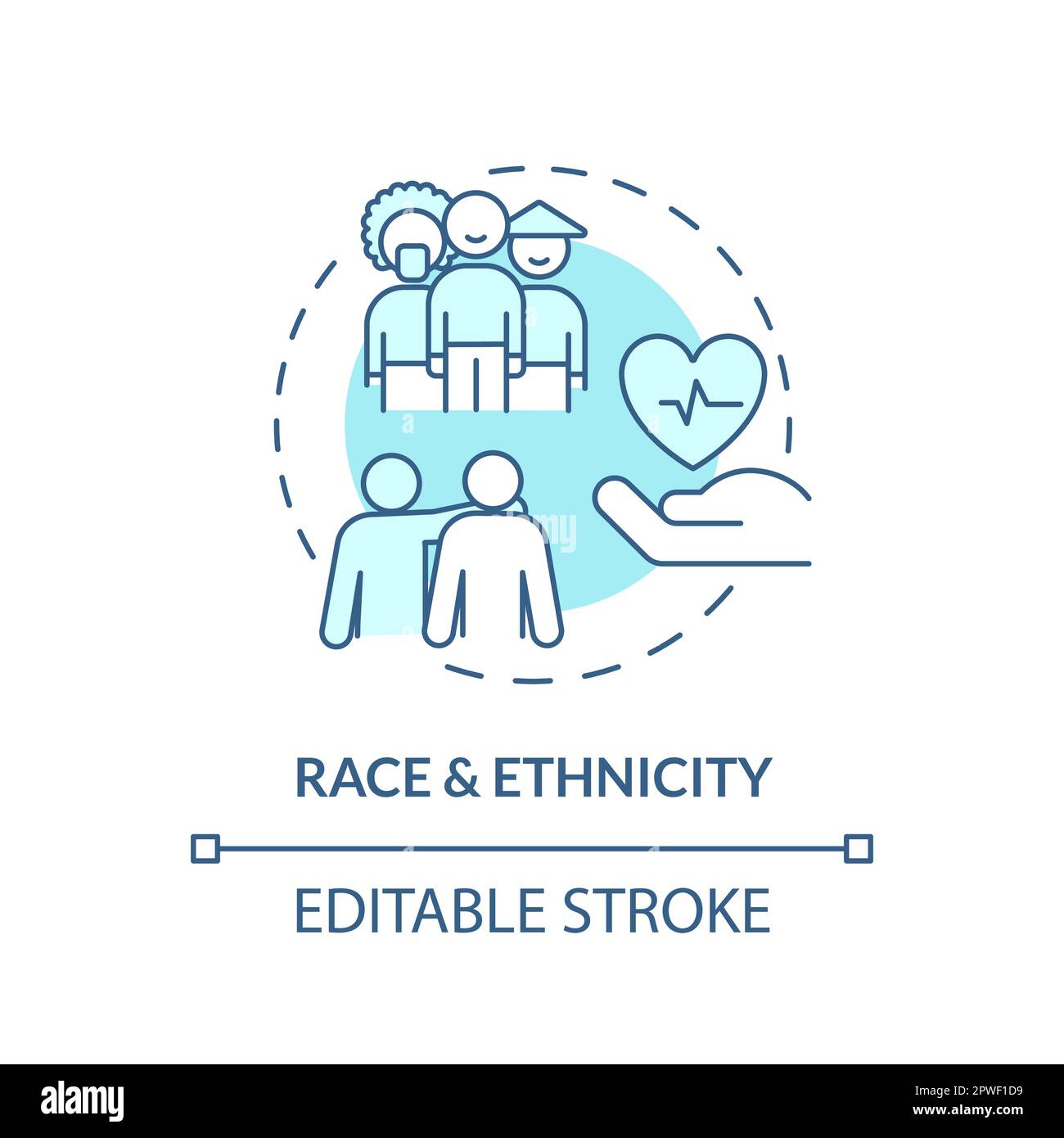 Race and ethnicity turquoise concept icon. Patients equity for medical ...