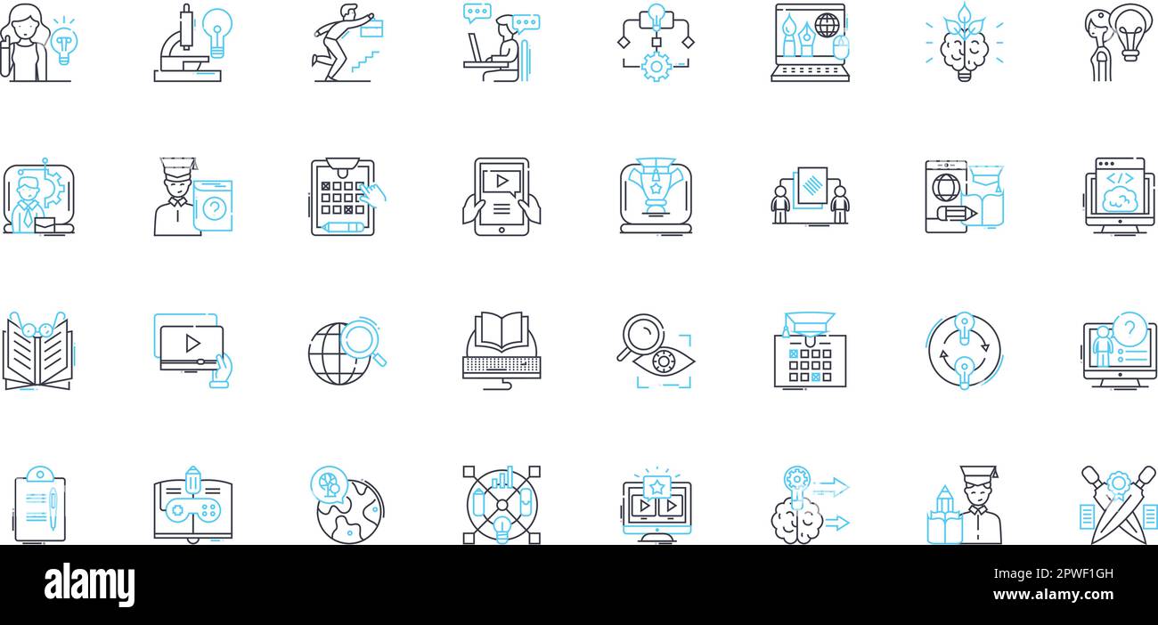Knowledge Acquisition Linear Icons Set Learning Comprehension Understanding Cognition