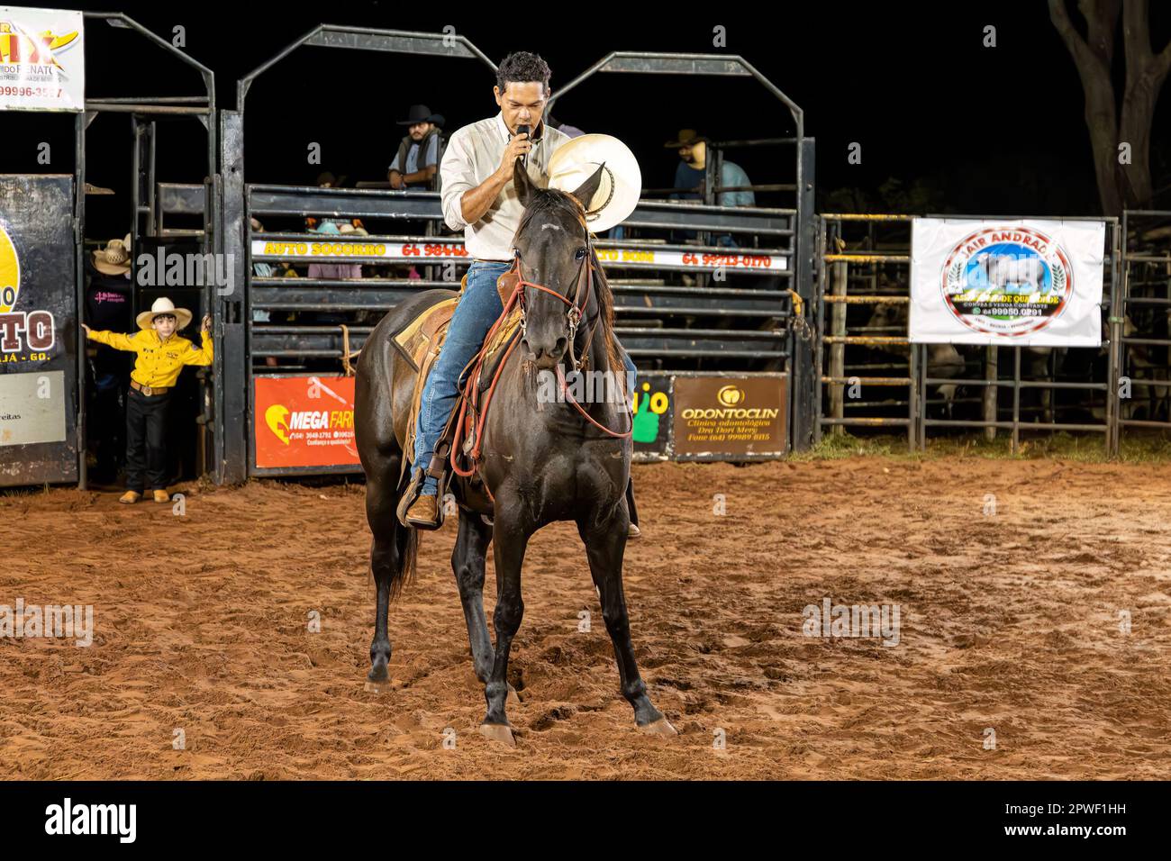 Itaja, Goias, Brazil - 04 22 2023: opening of a riding rodeo event in ...