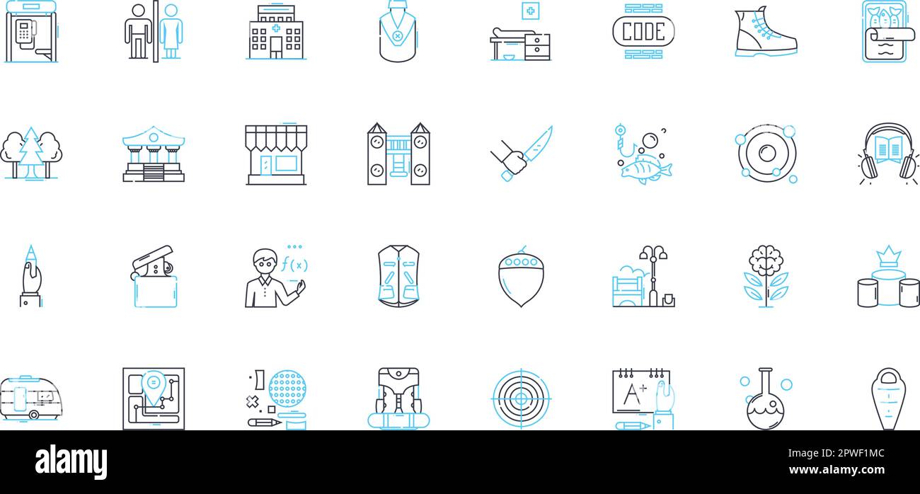 Rural retreat linear icons set. Serenity, Tranquility, Peacefulness ...
