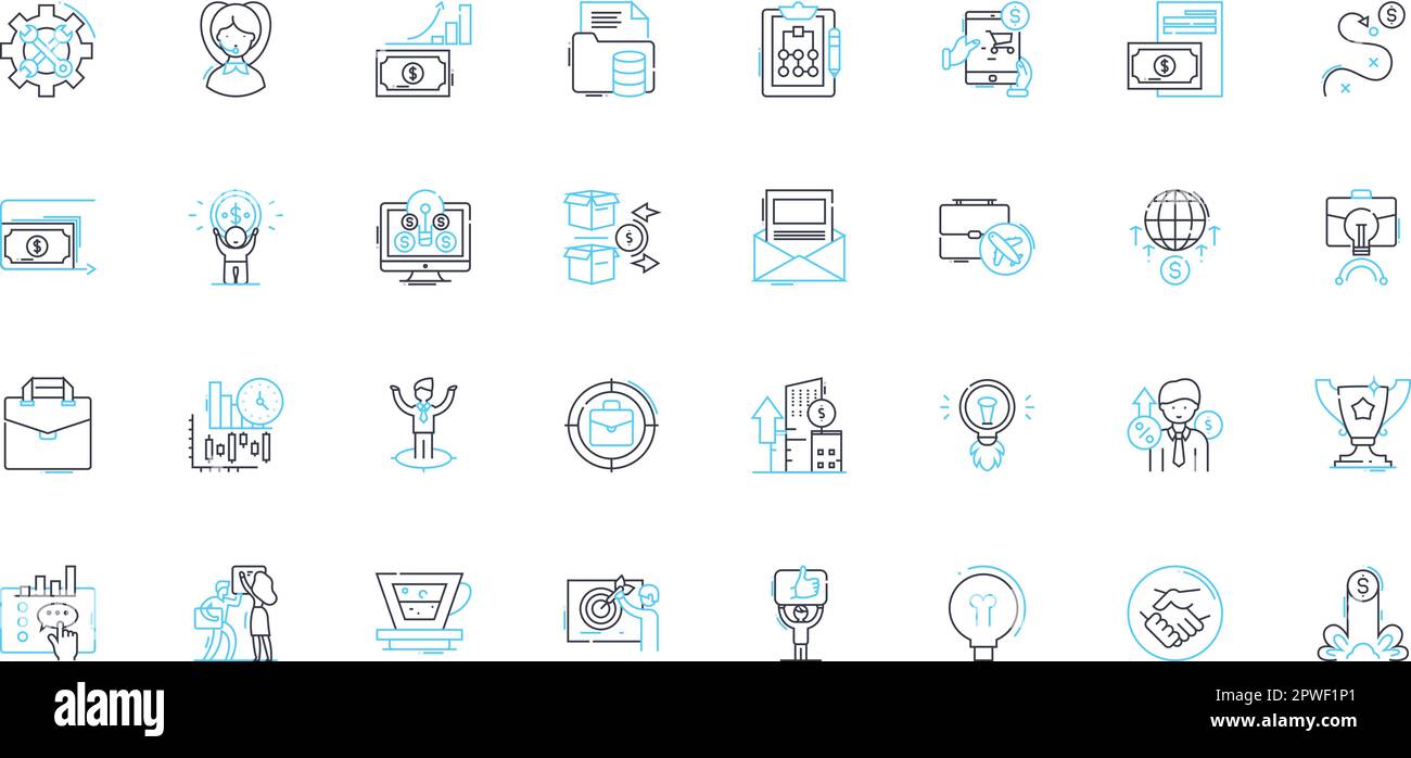 Business organization linear icons set. Strategy, Operations ...