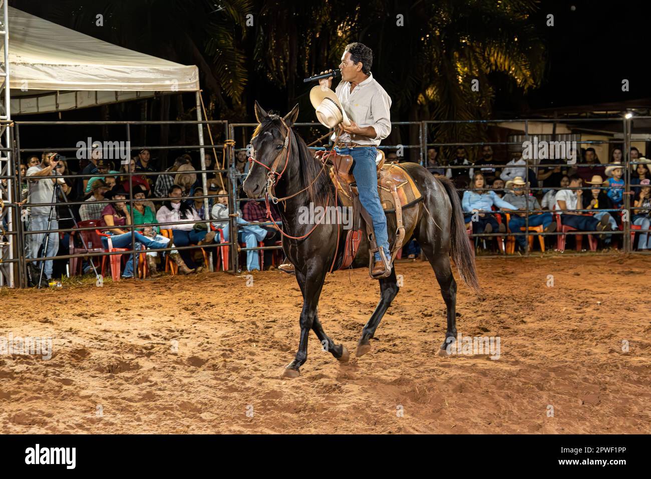 Itaja, Goias, Brazil - 04 22 2023: opening of a riding rodeo event in ...