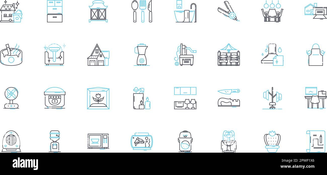 Room Styling Linear Icons Set Minimalism Colors Functionality