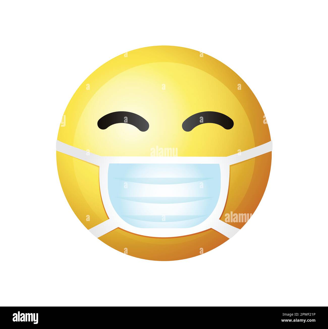 High quality emoticon on white background. Emoticon with medical mask ...