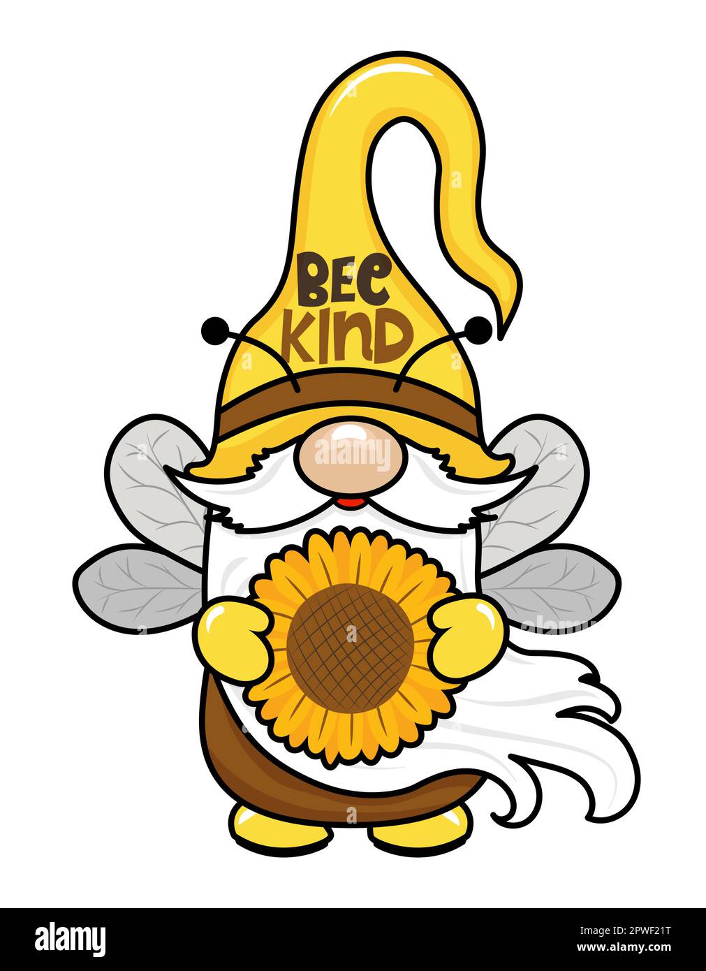 Bumble bee gnome - hand drawn modern gnome illustration. Perfect for ...