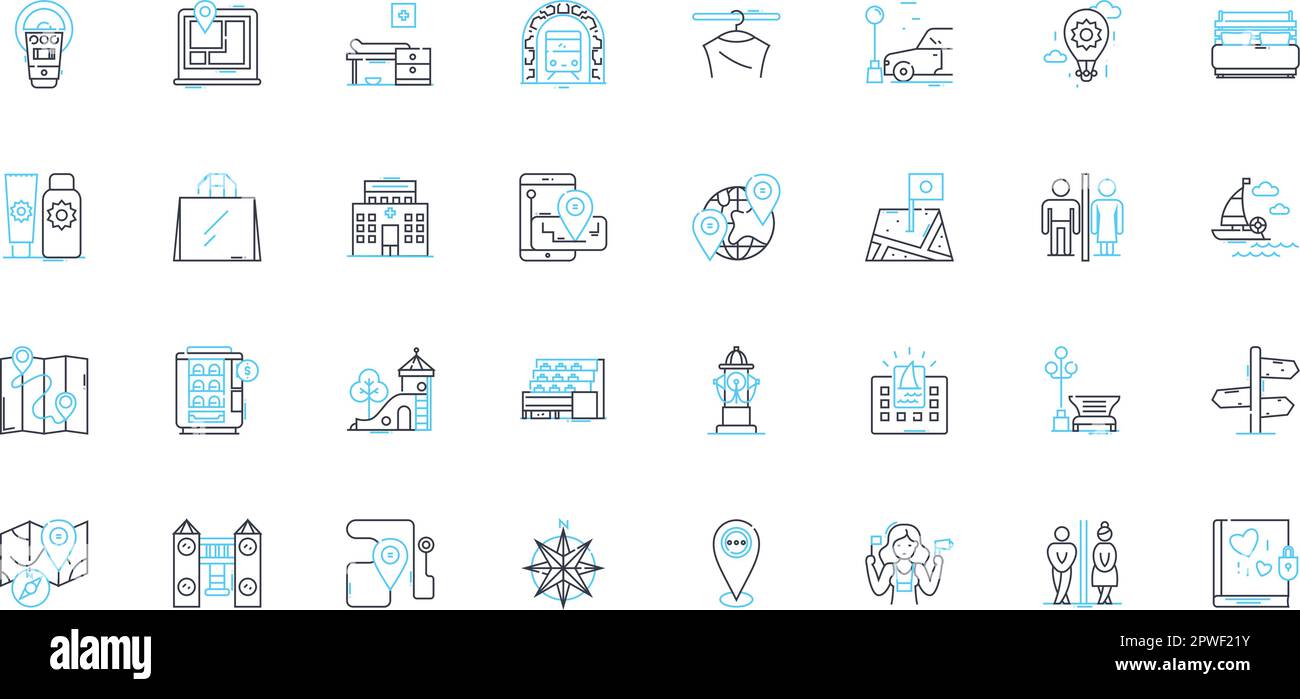 Street grid linear icons set. Intersection, Gridlock, Avenue ...