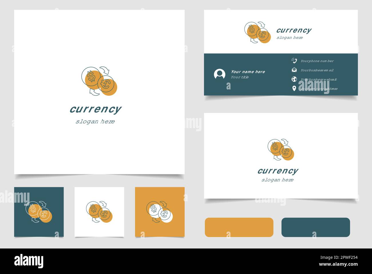 Currency logo design with editable slogan. Branding book and business ...