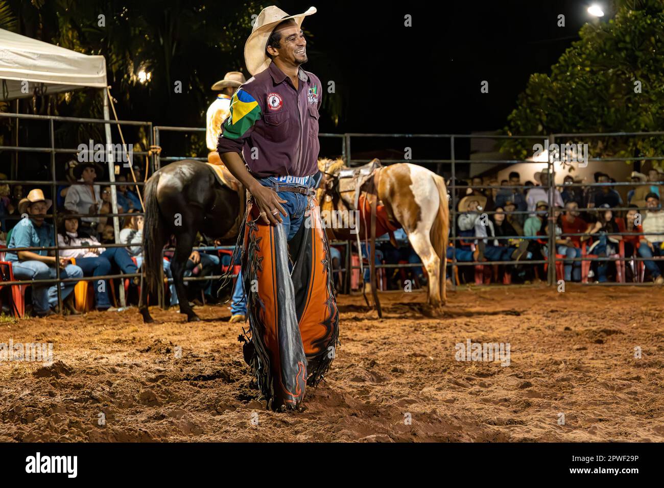 Itaja, Goias, Brazil - 04 22 2023: rodeo event in the horse riding ...