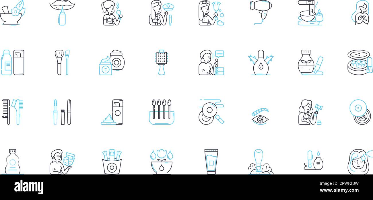 Fashion statement linear icons set. Bold, Chic, Iconic, Trendy, Classic ...