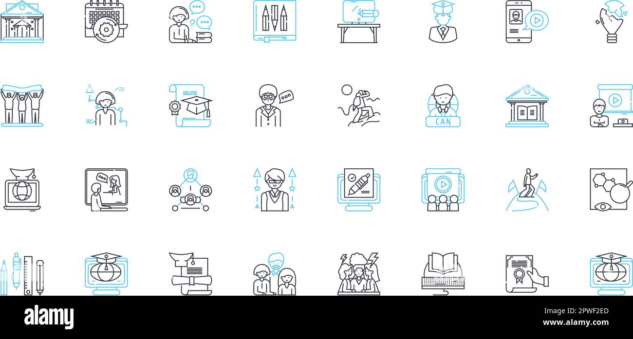 Virtual classes linear icons set. Online, Zoom, Distance, Remote ...
