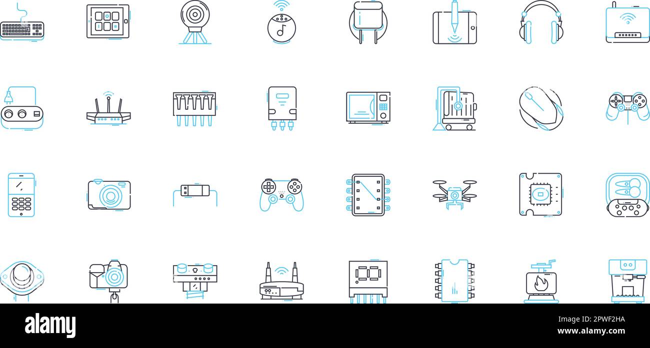 Gadgets linear icons set. Tech, Innovation, Electronics, Devices, Gear ...