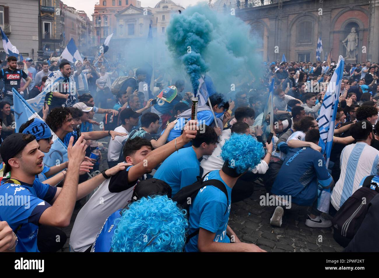 Naples, Italy. 30th Apr, 2023. SSC Napoli fans celebrate during the ...