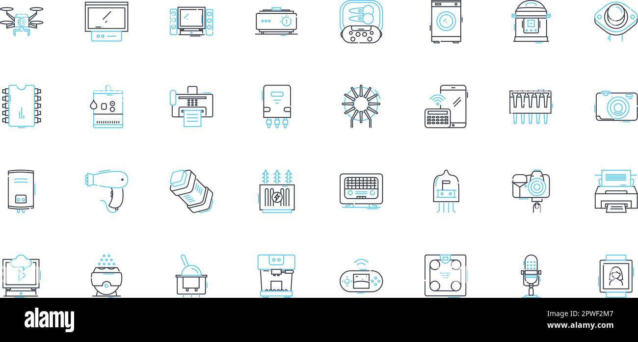 Digital hardware linear icons set. Processor, Motherboard, Graphics ... Digital hardware linear icons set. Processor, Motherboard, Graphics ...