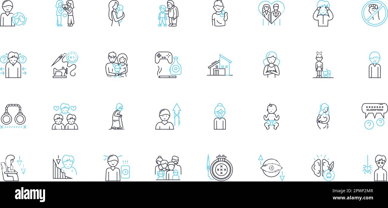 Child development linear icons set. Growth, Milests, Cognition ...