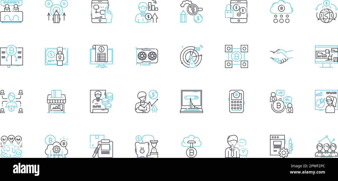 Artificial reality linear icons set. Virtual, Augmented, Holographic, Immersive, Simulated ...