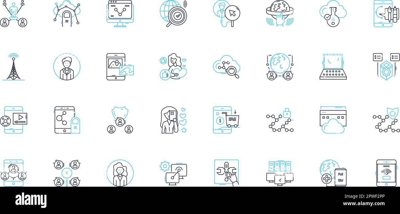 Online chatting linear icons set. Conversation, Messaging, Communication, Socializing, Flirting ...