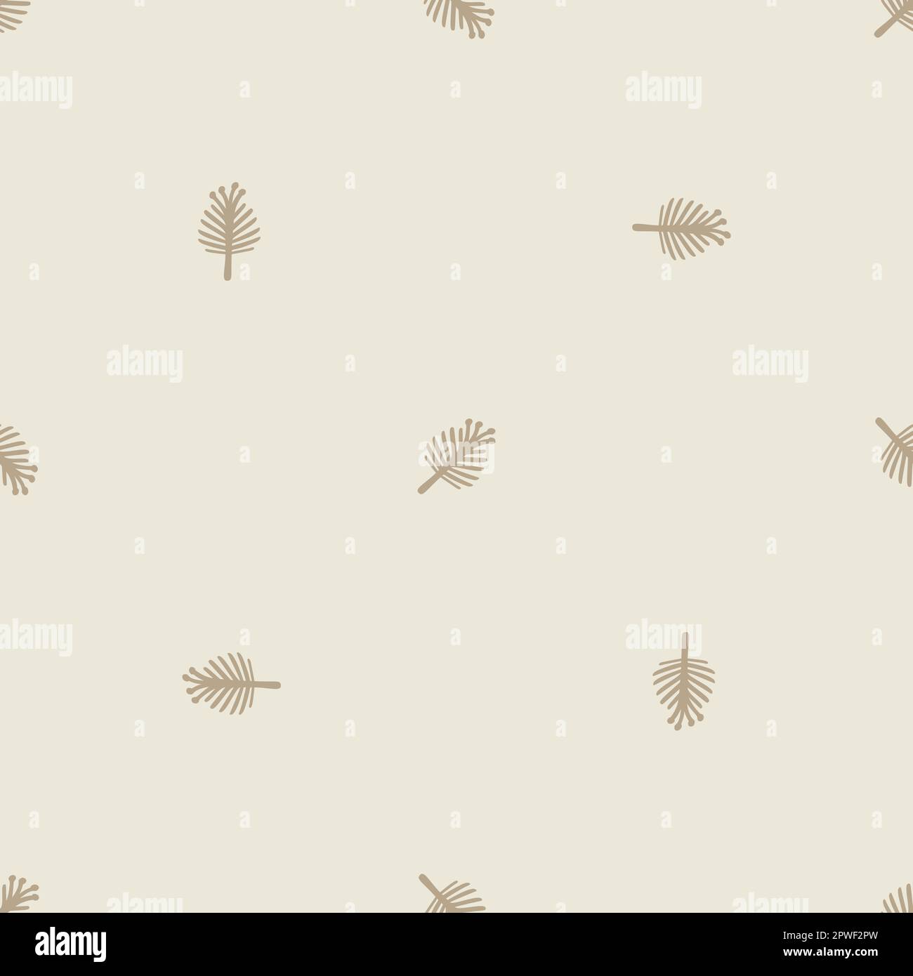 Quirky leaf sprig lino cut motif vector pattern. Seamless decoration of ...