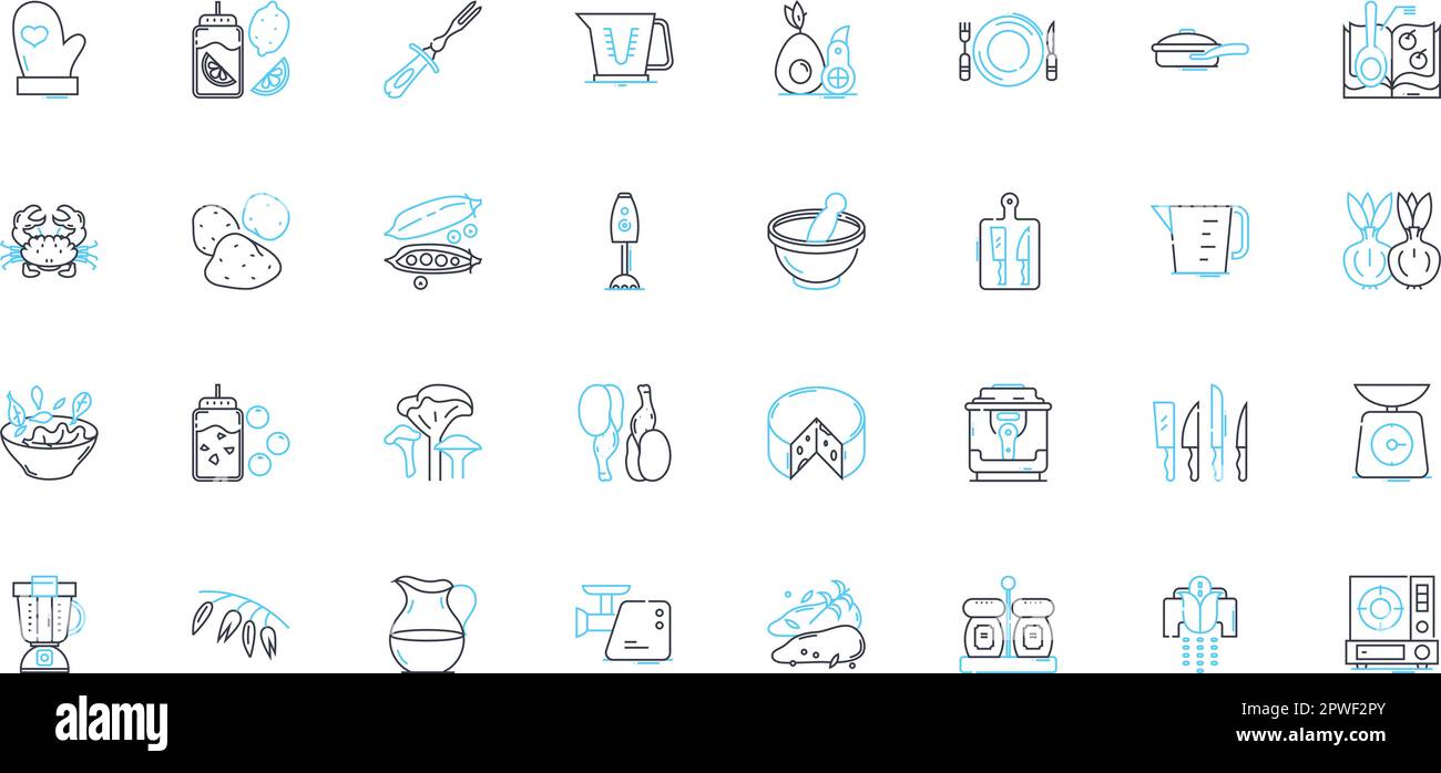 Plateware linear icons set. porcelain, stware, ceramic, glass ...