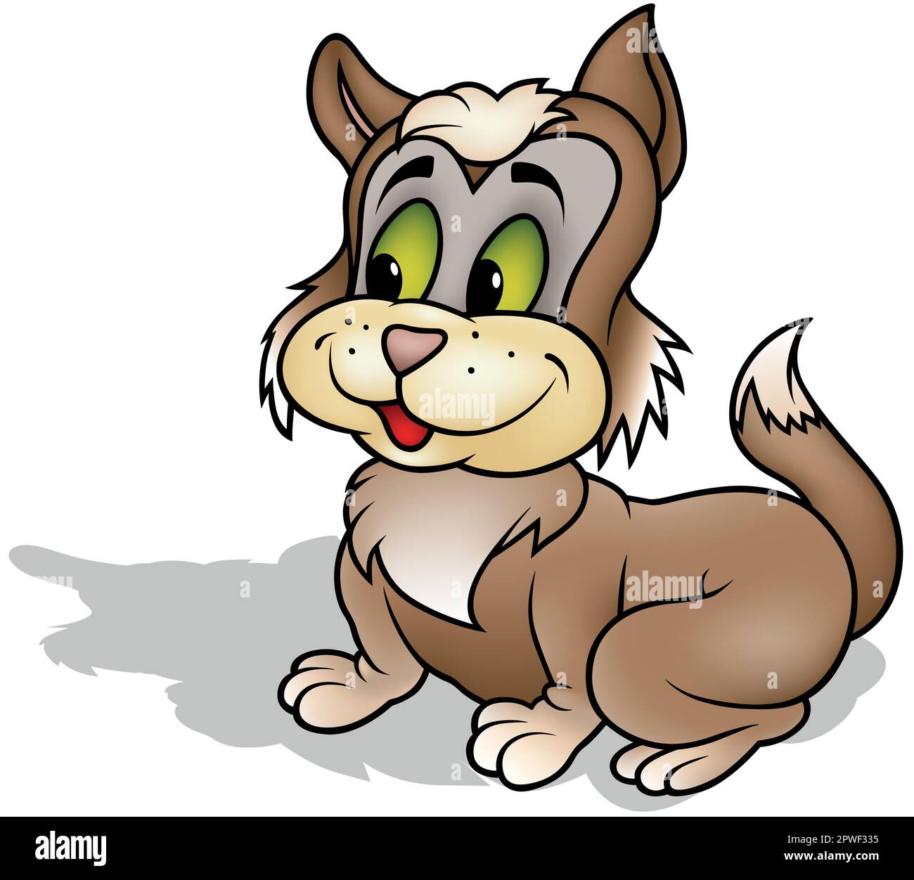 Brown Cute Kitty with Green Eyes Stock Vector Image & Art - Alamy