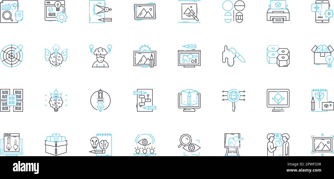 Innovative approach linear icons set. Inventive, Piering ...