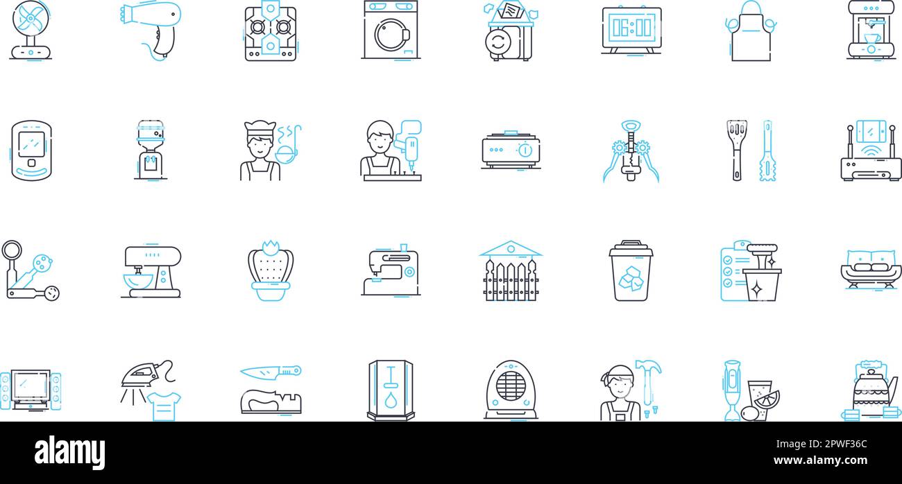 Family gathering linear icons set. Reunion, Celebration, Barbecue ...