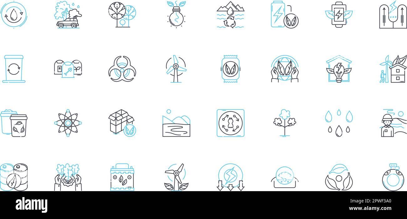 Natural resources linear icons set. Minerals, Fossil fuels, Timber ...