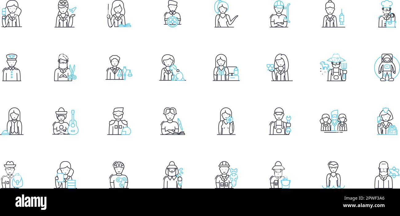 Employment linear icons set. Job, Career, Resume, Interview, Salary ...