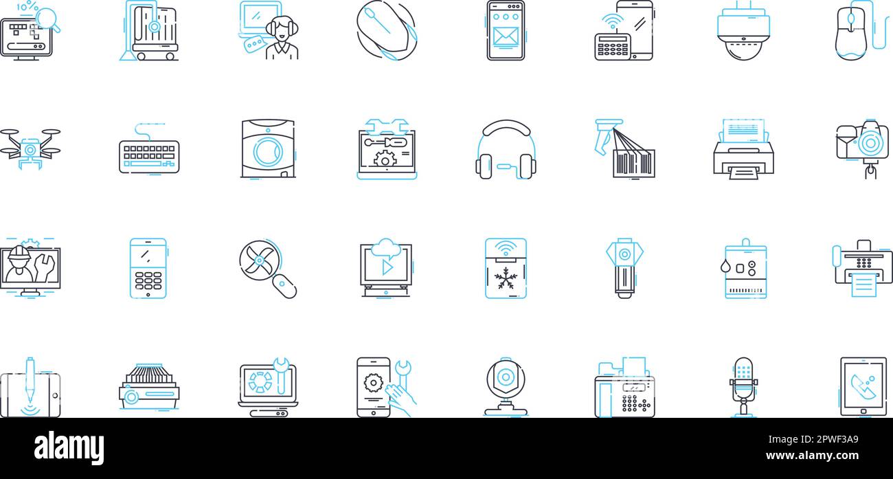 Appliance maintenance linear icons set. Cleaning, Checking, Repairing ...