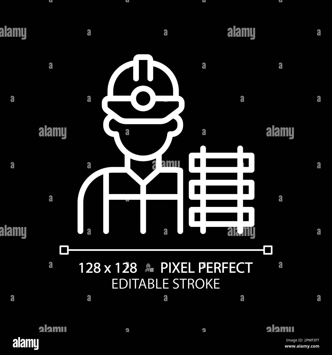 Railway worker pixel perfect white linear icon for dark theme Stock Vector Image & Art - Alamy