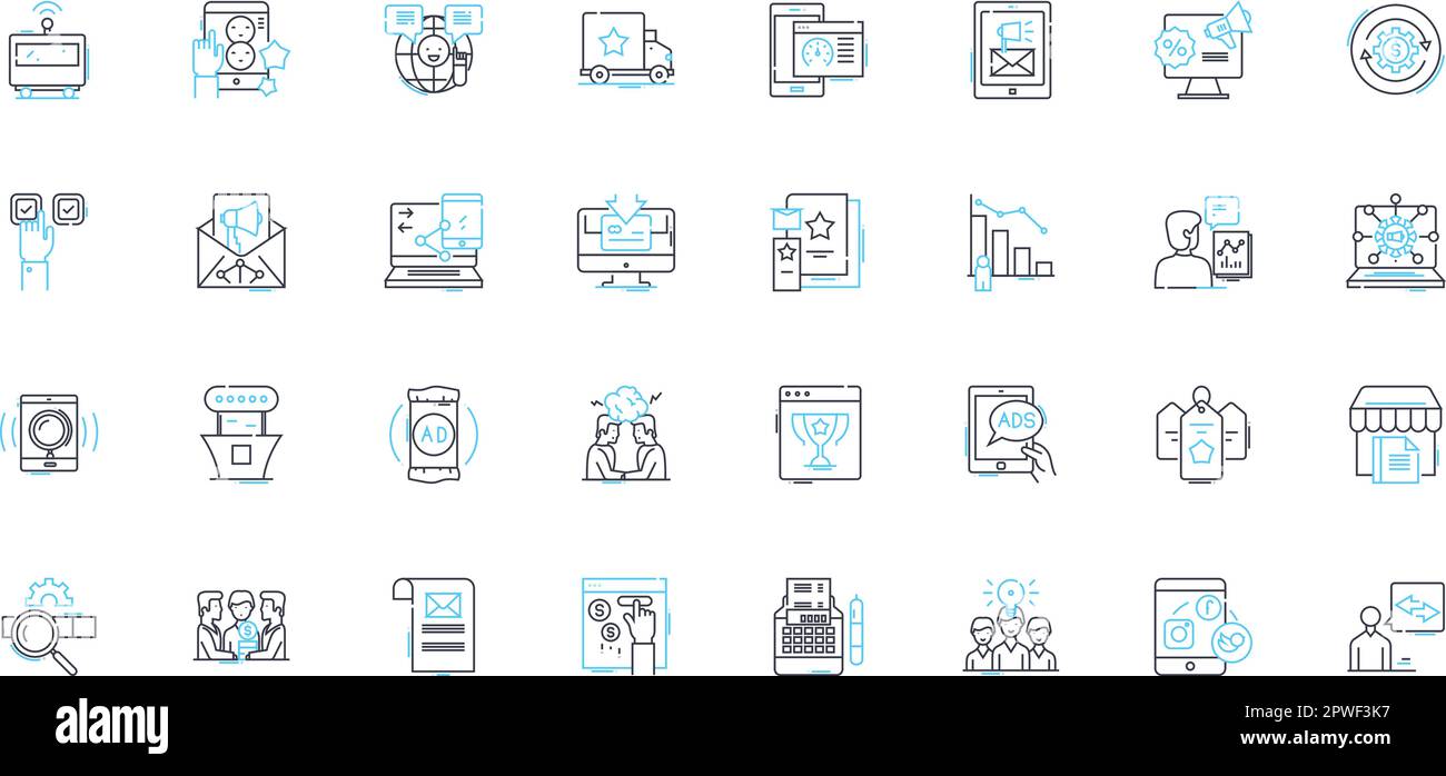 Advertising awareness linear icons set. Awareness, Advertising ...