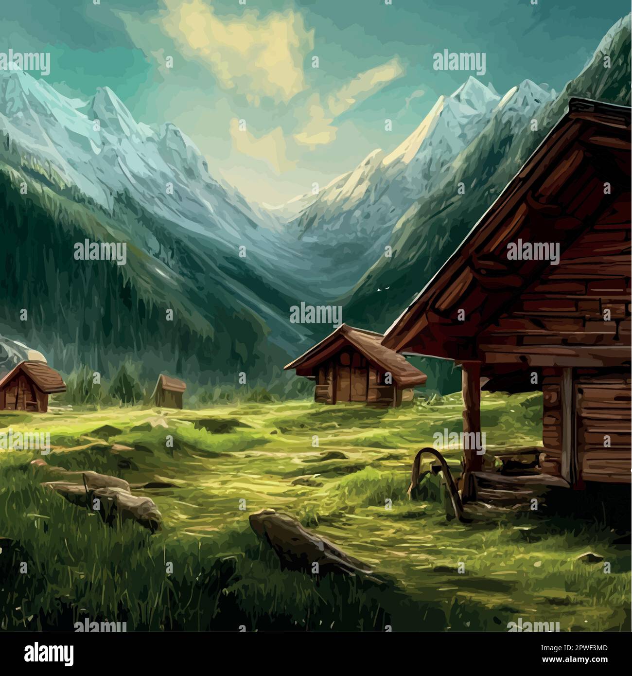 Golden stone houses Stock Vector Images - Alamy