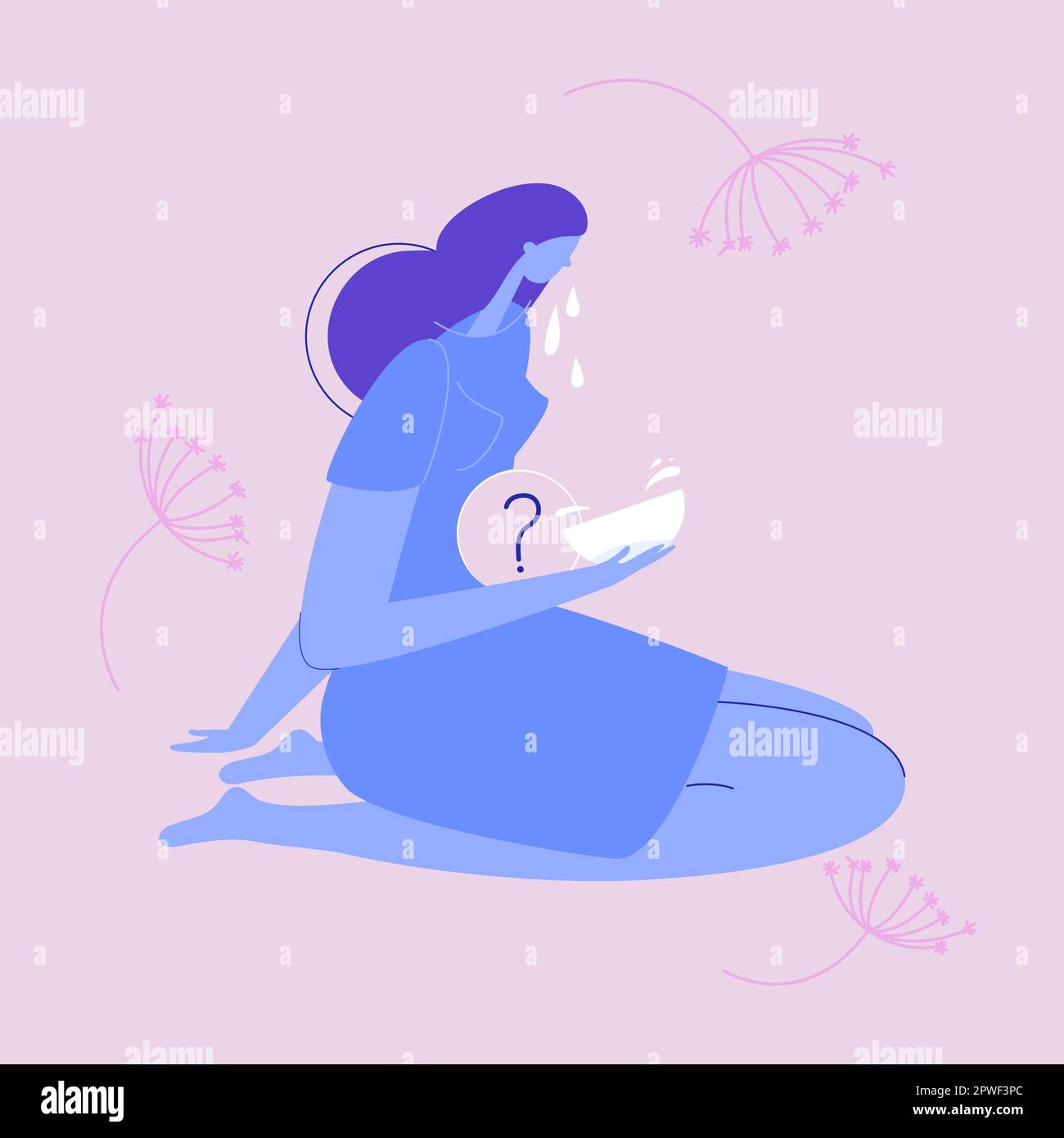 The concept with woman cry and has depressed. She has miscarriage, baby ...