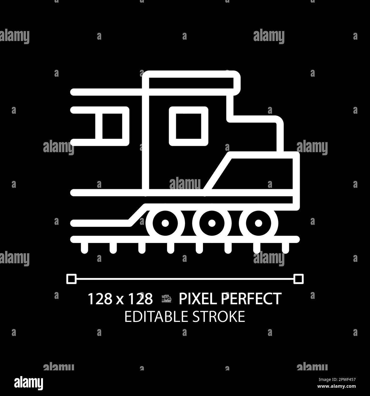 Locomotive pixel perfect white linear icon for dark theme Stock Vector ...