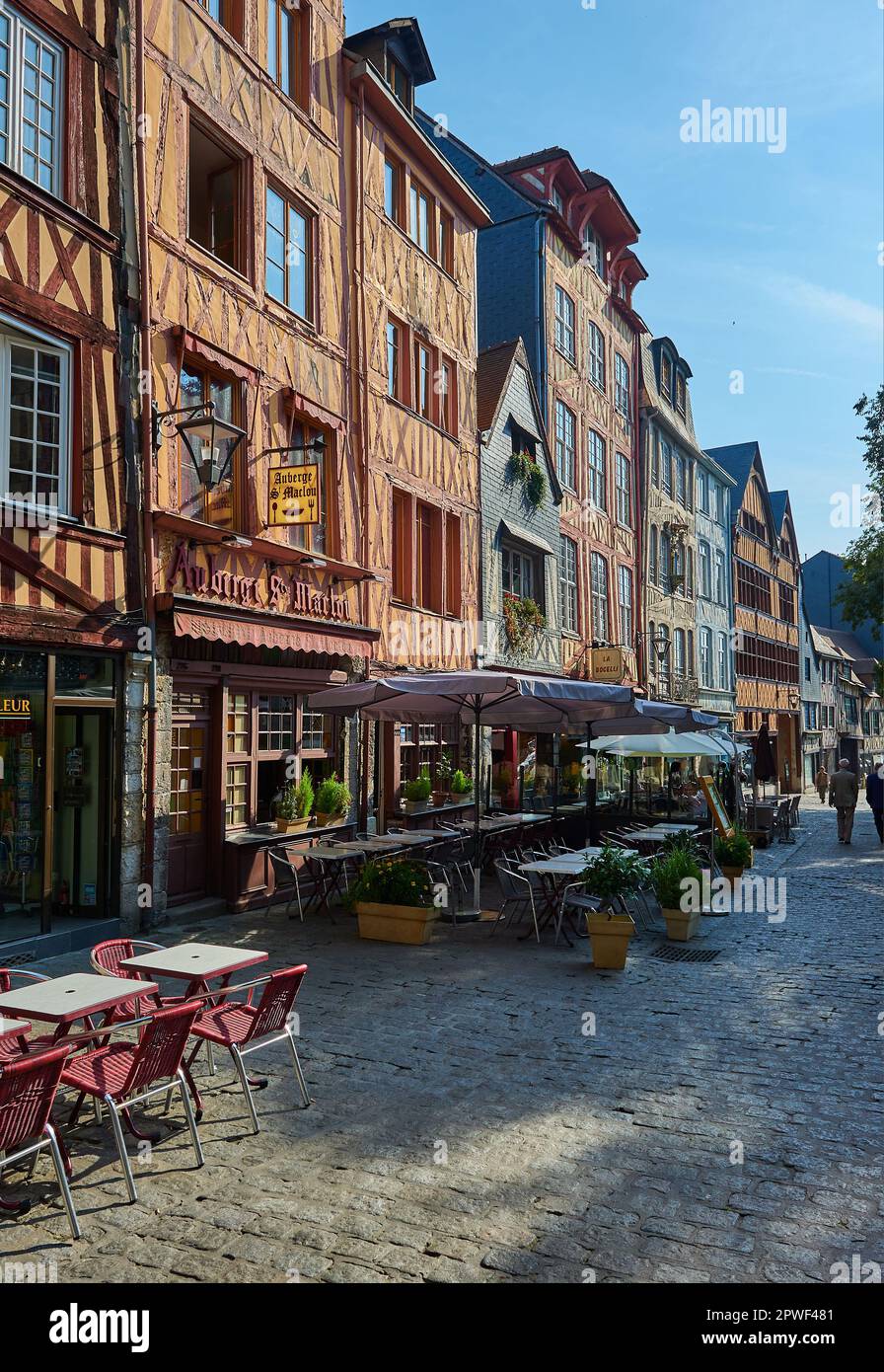 Street cafe in the old town of Rouen in France Stock Photo - Alamy