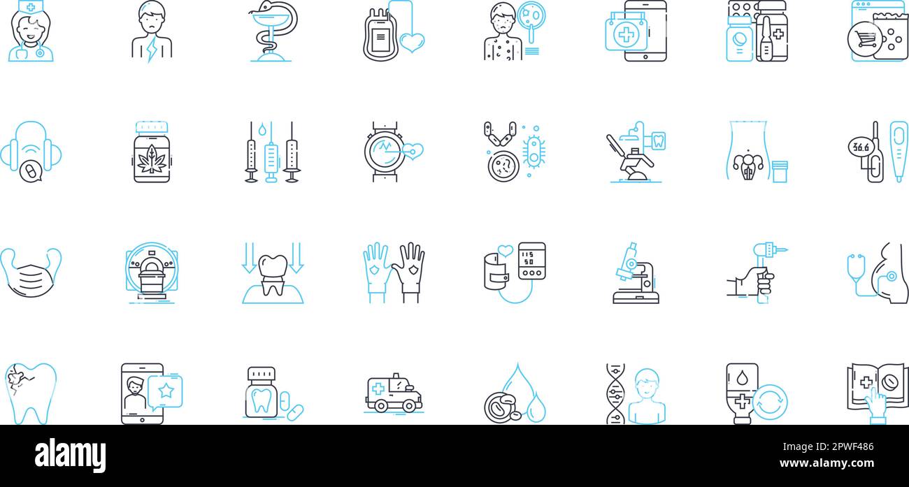 Primary care linear icons set. diagnosis, prevention, treatment ...